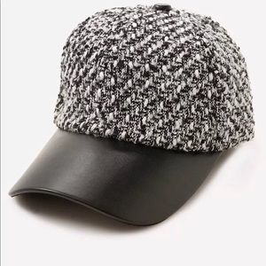 bebe | Accessories | Bebe Tweed Logo Faux Leather Bill Baseball Cap ...